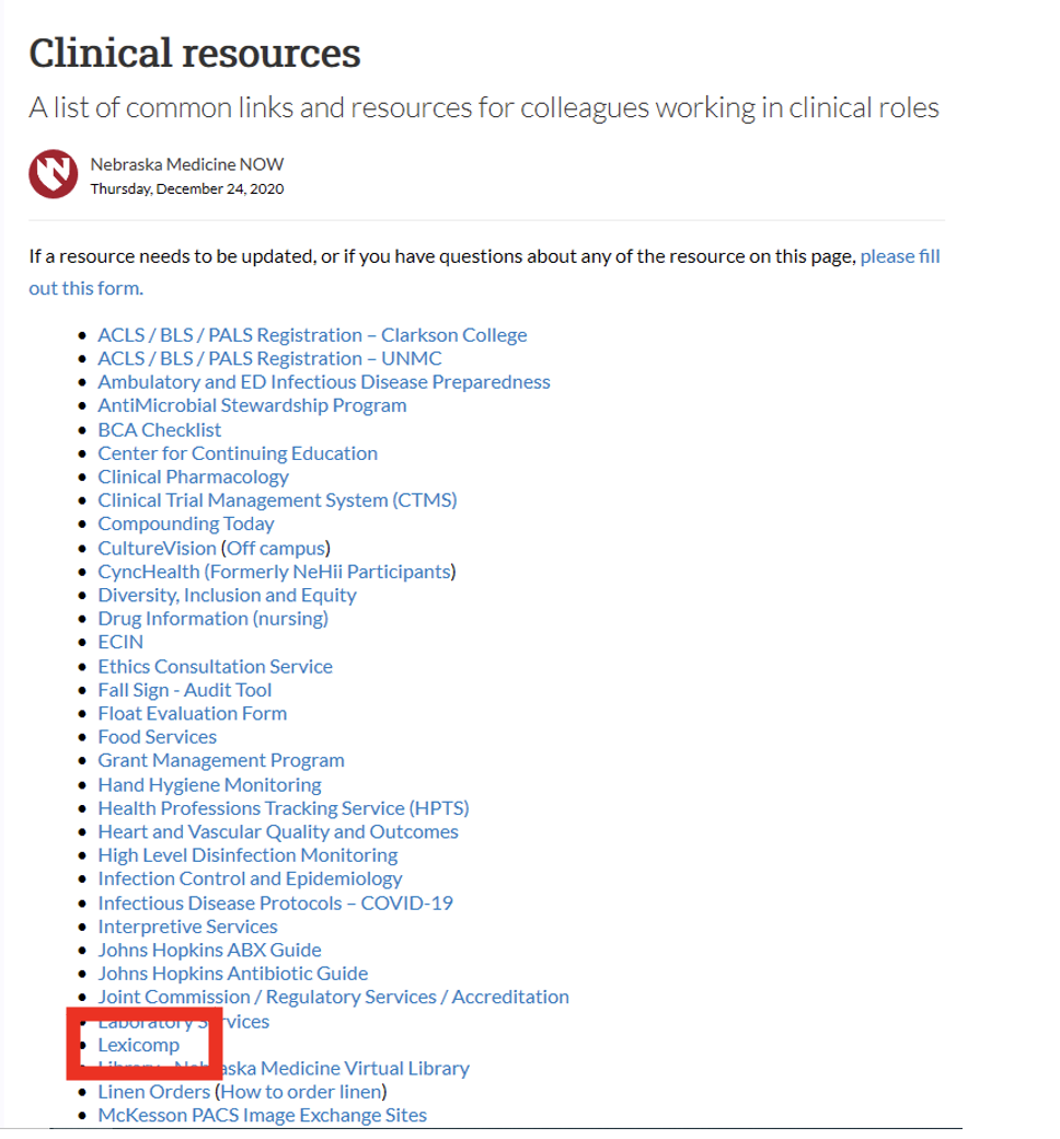 Lexicomp | Newsroom | University of Nebraska Medical Center